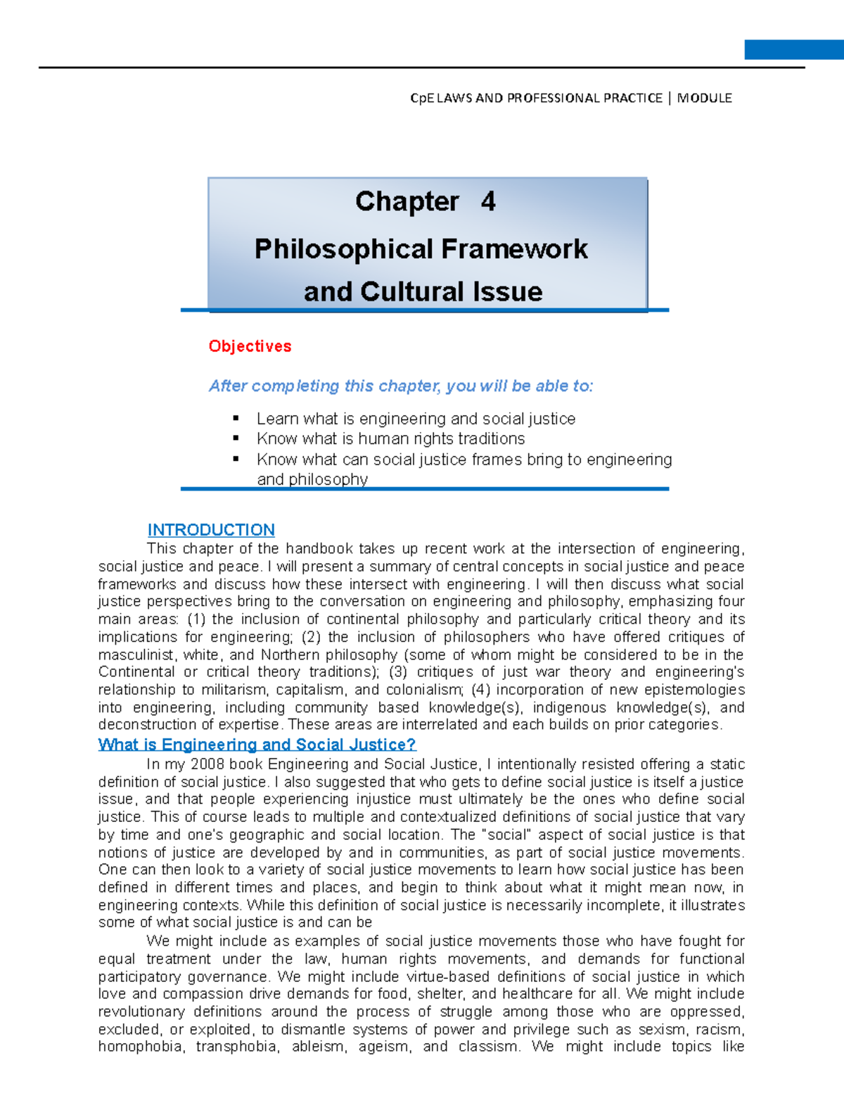 Chapter 4 Philosophical Framework and Cultural Issue - CpE LAWS AND ...