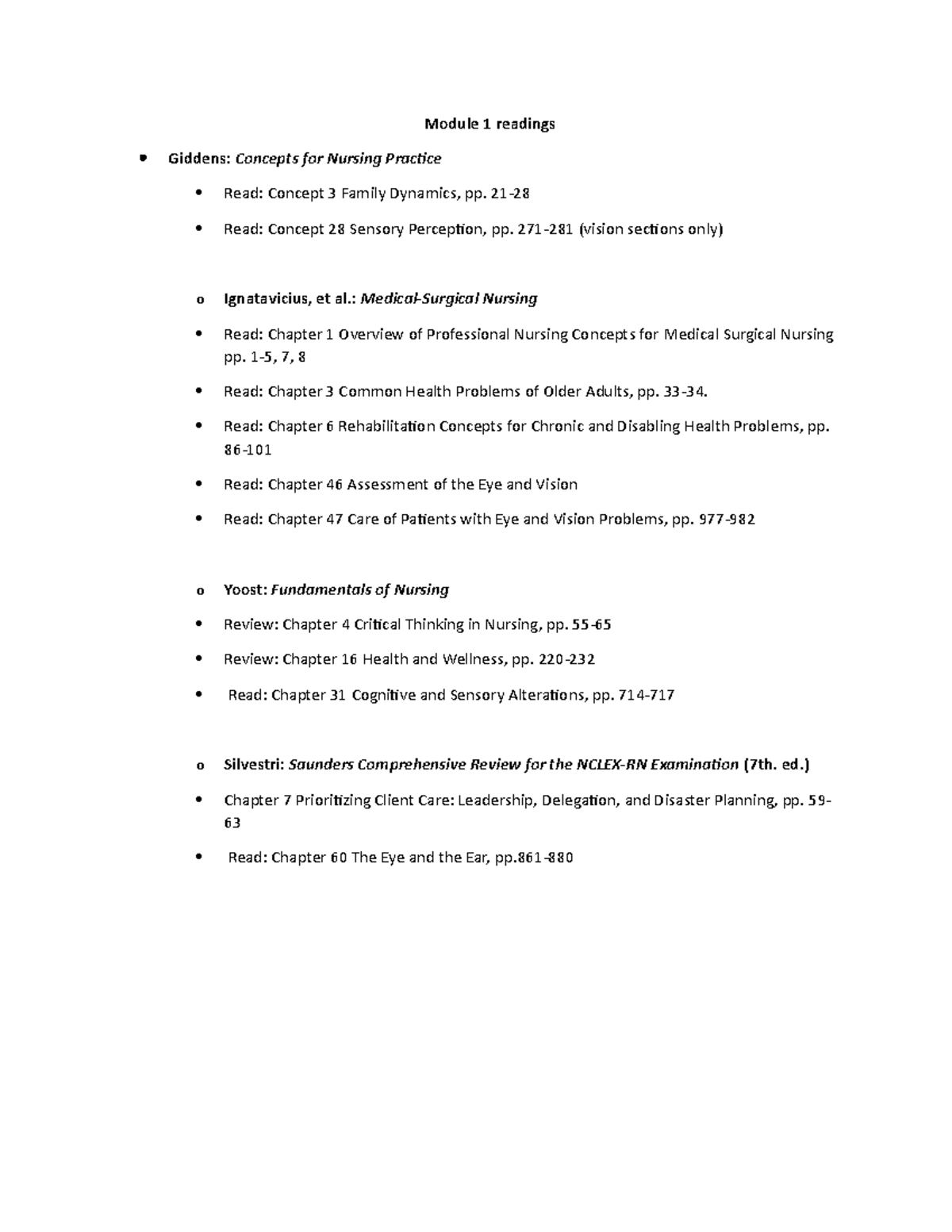 Module 1 readings - Exam review - Module 1 readings Giddens: Concepts ...