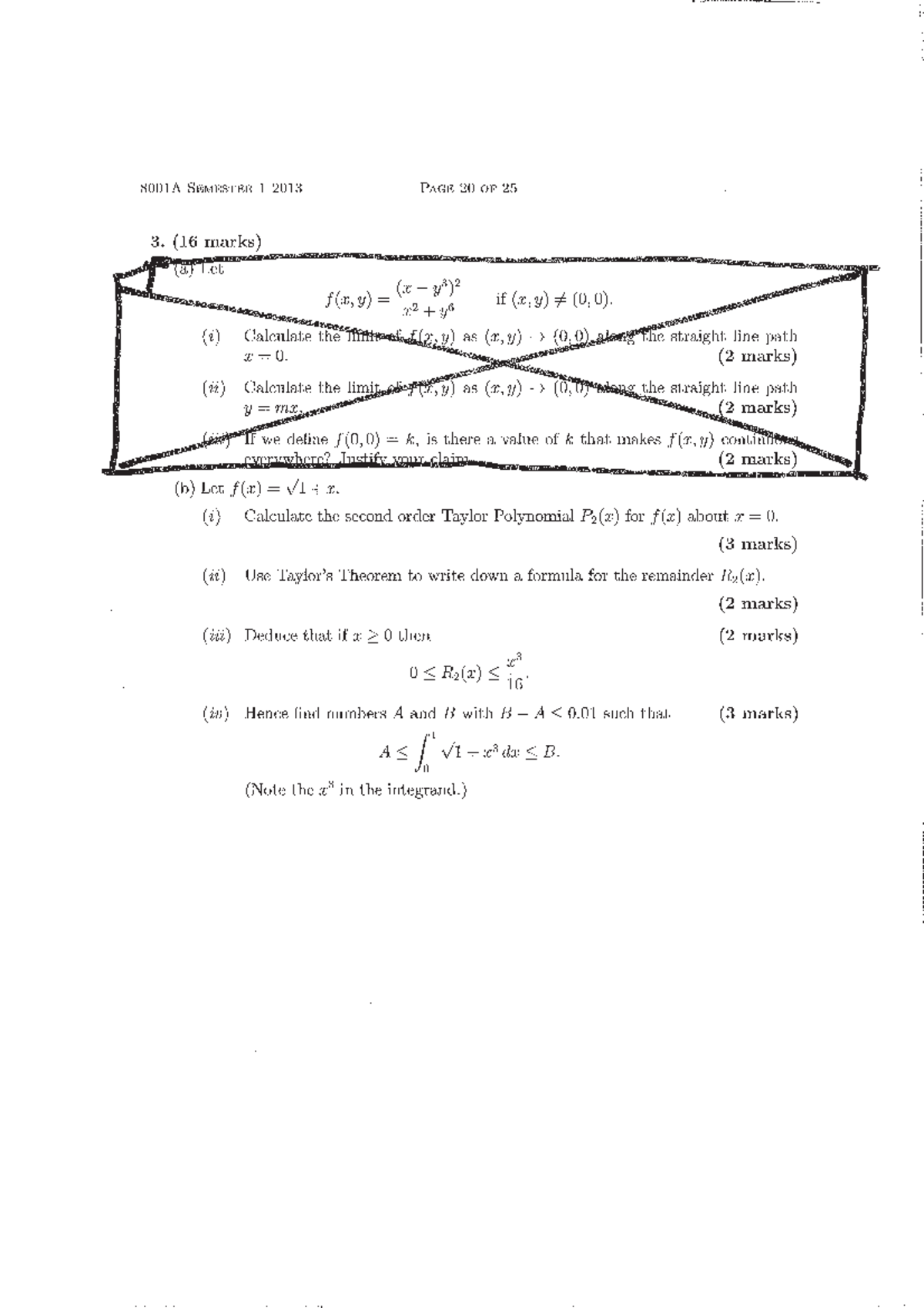 2013 MATH1001 Q3a MATH1023 - Math1023 - Studocu
