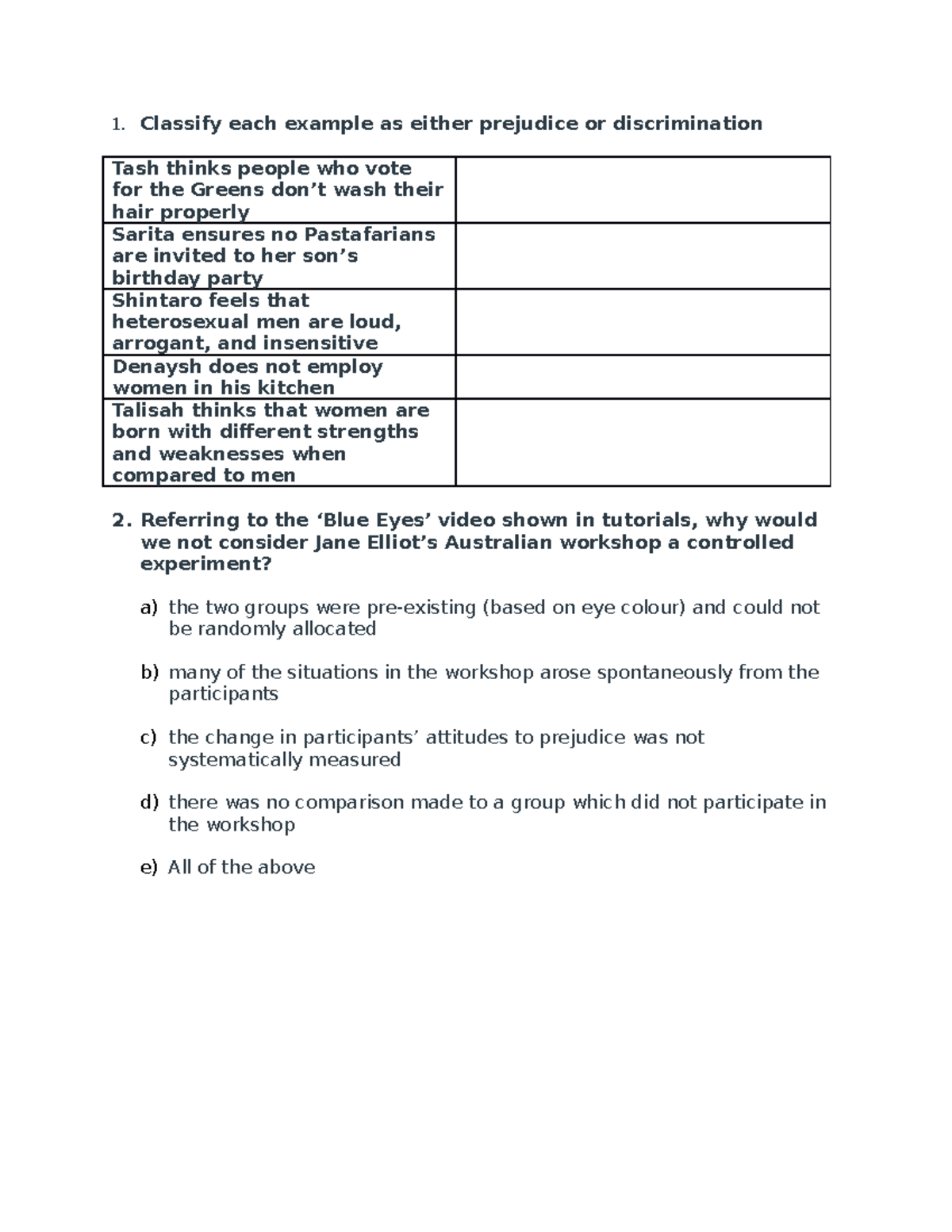 Practice Exam 2018, questions - 1. Classify each example as either ...