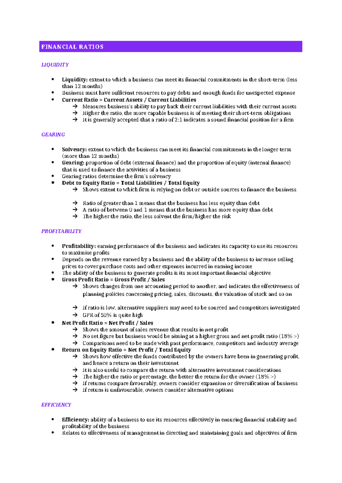 Financial Ratios - Summary Accounting and Accountability (AAA/ABDA ...