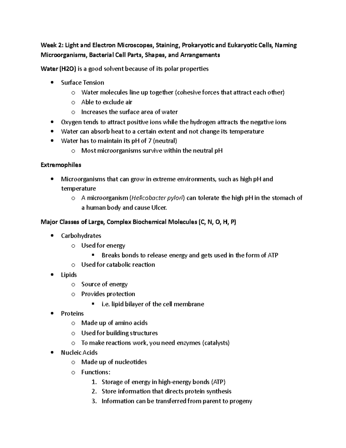 Week 2 Lecture Notes 2 Week 2 Light And Electron Microscopes Staining Prokaryoic And