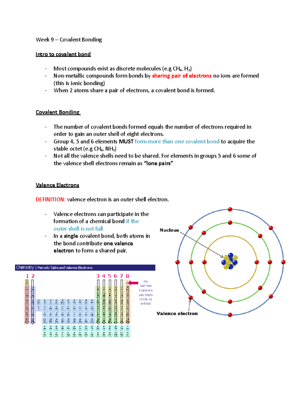 Covalent Bonding - Week 9 – Covalent Bonding Intro to covalent bond ...