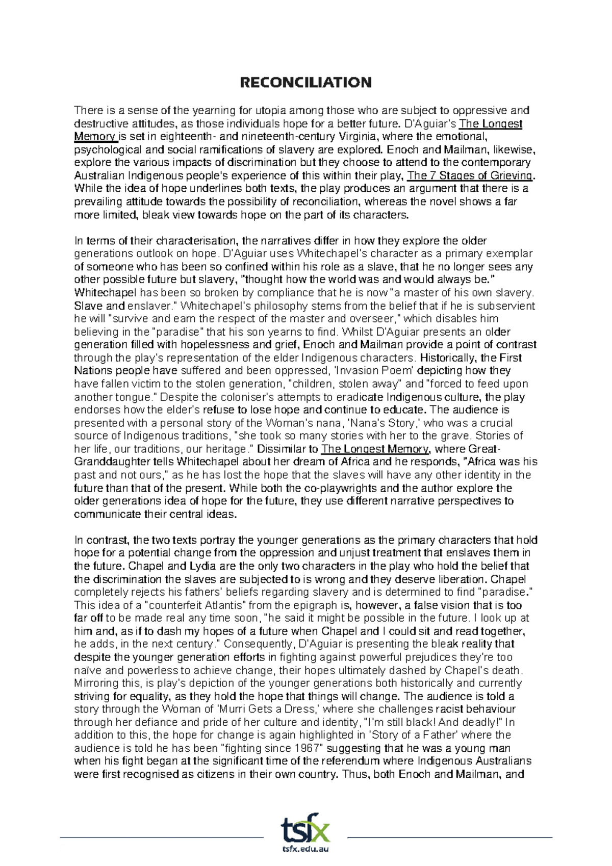 9. vce-the-longest-memory-and-7-stages-of-grieving-essay-reconciliation ...