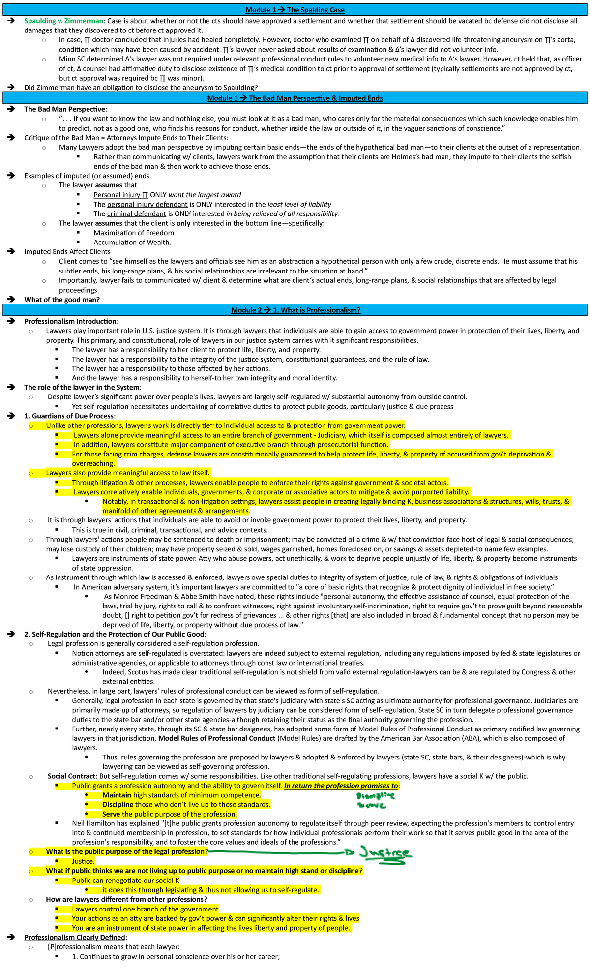 33. PR Notes - Law school outline - Module 1 The Spalding Case è ...