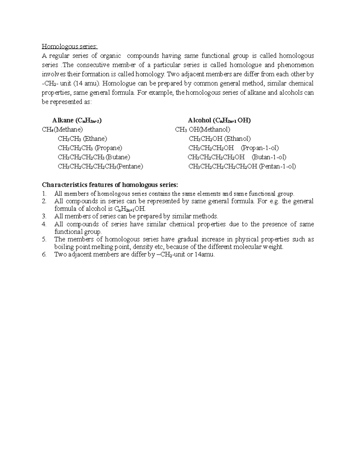 Homologous series chemistry Radiant mnr - Homologous series: A regular ...