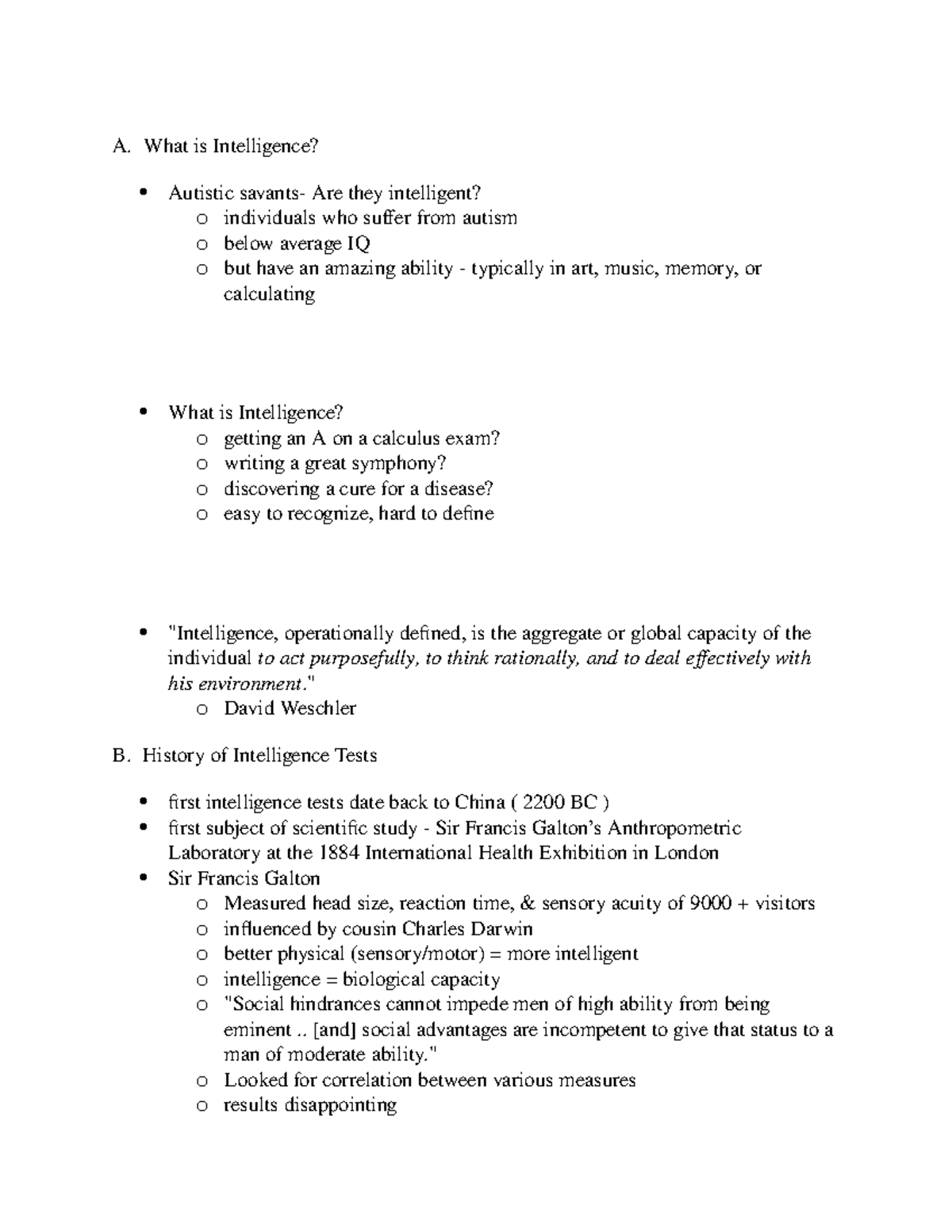 What is Intelligence? History and Issues in Intelligence Testing - Studocu