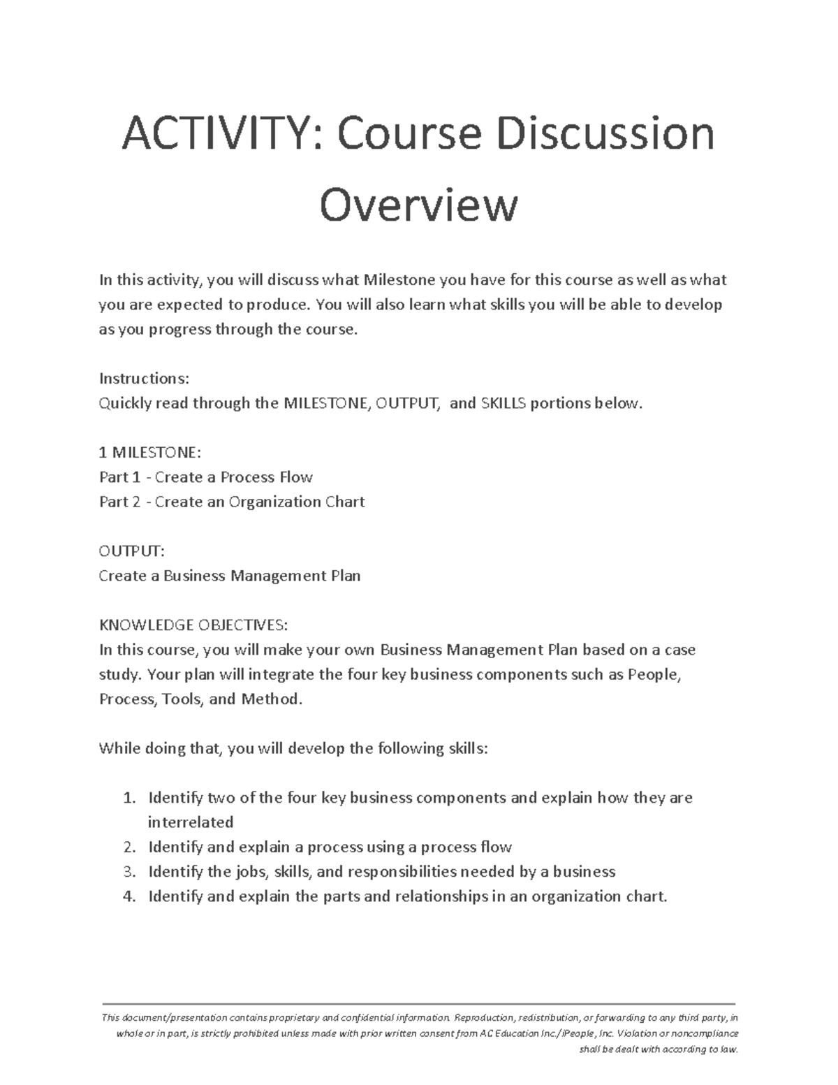 Activity Course Overview Discussion - ACTIVITY: Course Discussion ...