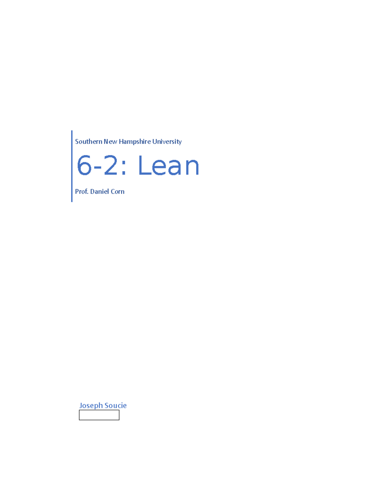 6-2 - 6-2 - Joseph Soucie Southern New Hampshire University 6-2: Lean ...