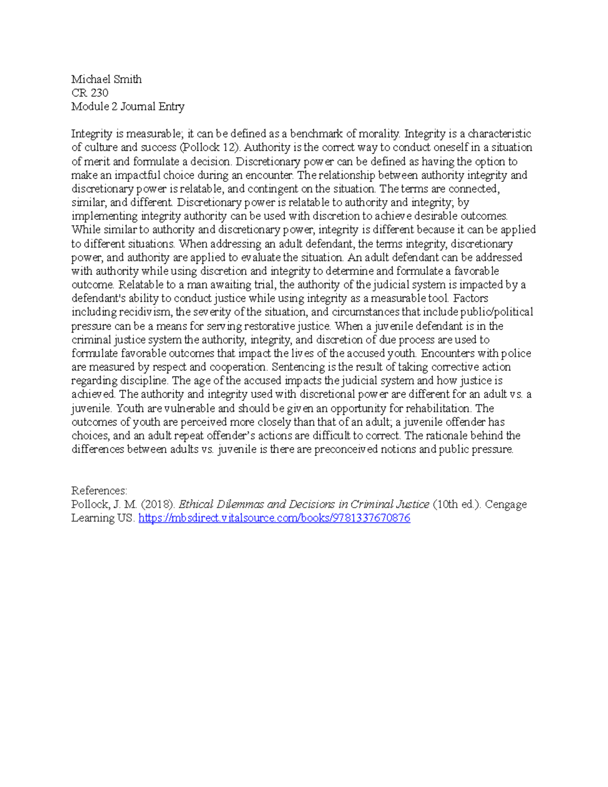 Module 2 Journal Assignment - Michael Smith CR 230 Module 2 Journal ...