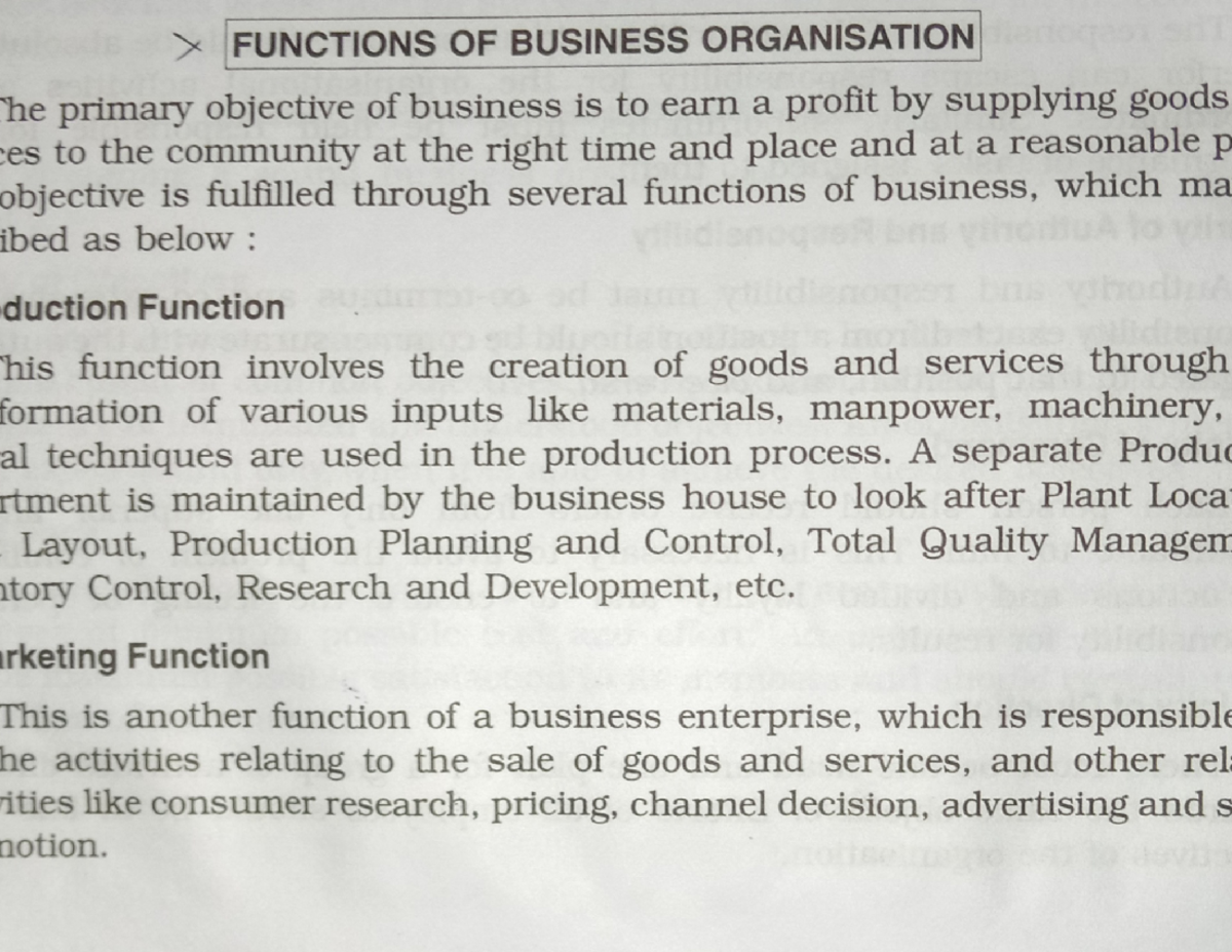 Function of business organisation - Bachelor of Commerce - Studocu