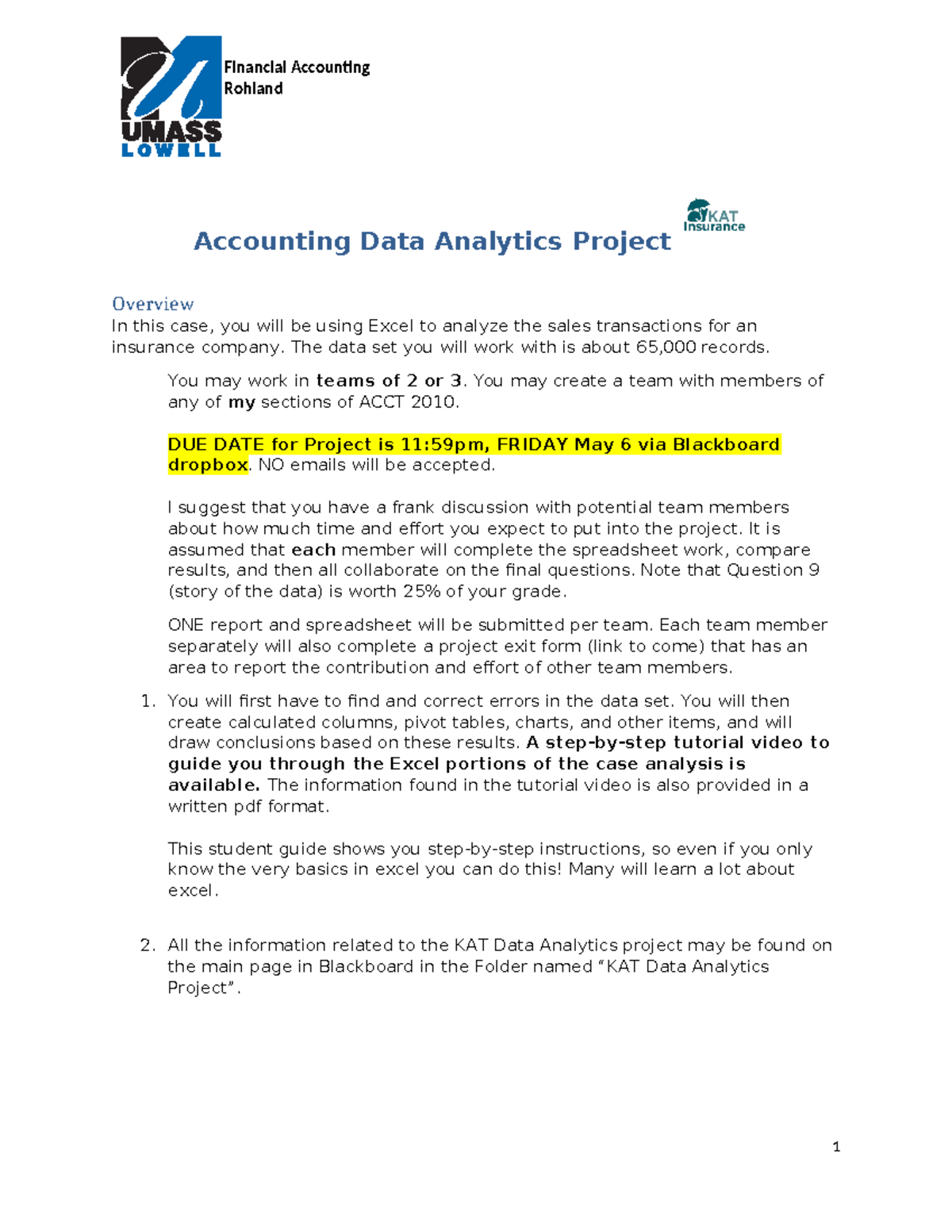 01 Student Handout Financial Data Analytics Project B - Rohland ...