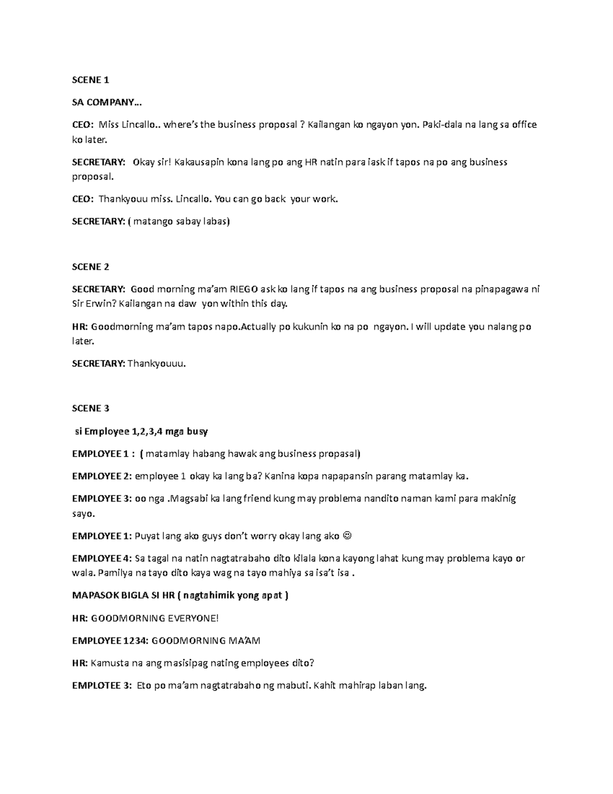 Inbound 593062382604088662 - SCENE 1 SA COMPANY... CEO: Miss Lincallo ...