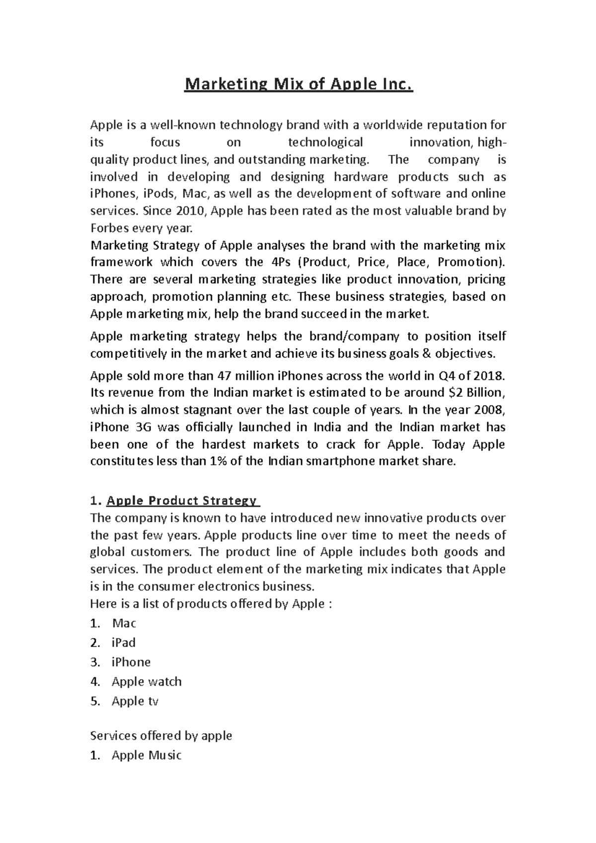 Marketing Mix of Apple Inc - Apple is a well-known technology brand ...