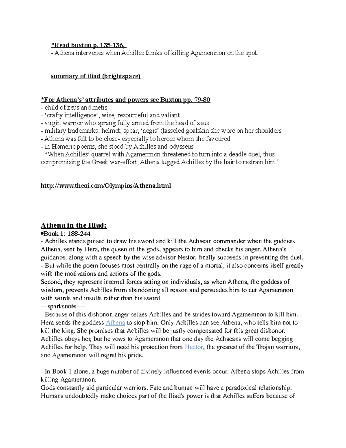 Athena notes - Grade: A- *Read buxton p. 135-136, - Athena intervenes ...