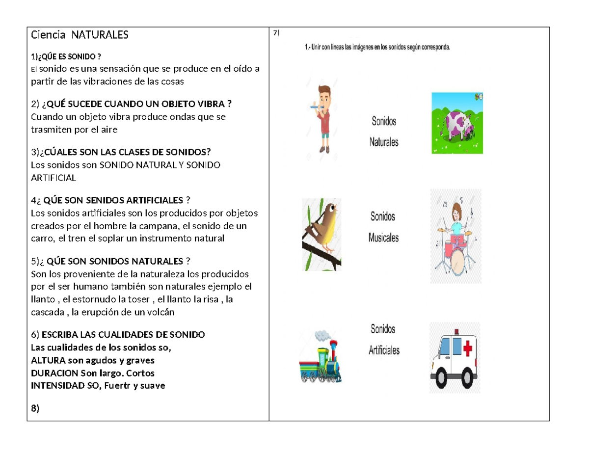 Ciencia Naturales 3 p - Ciencia NATURALES 1)¿QÚE ES SONIDO? El sonido ...