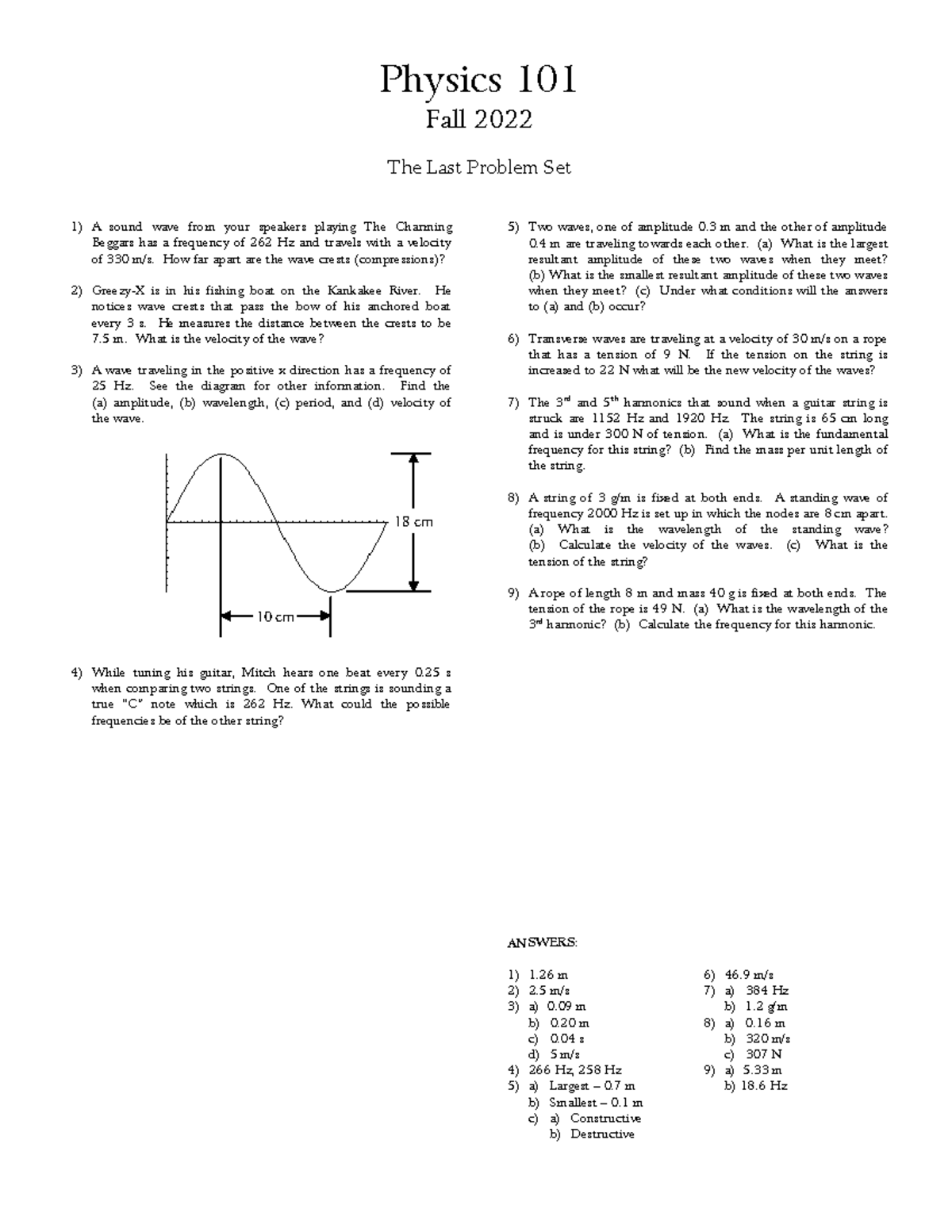 101 Problem Set 10 Exercises For Physics Topics Physics 101