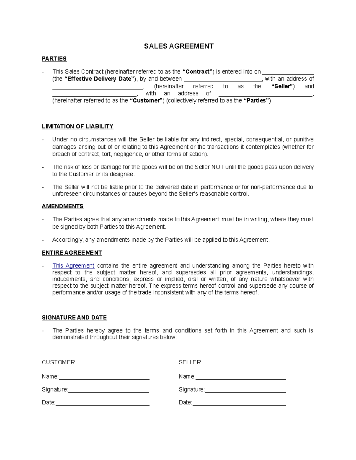 Sales Agreement - SALES AGREEMENT PARTIES This Sales Contract ...