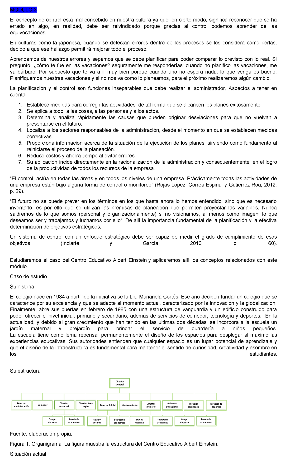 RESUMEN DE LOS MODULOS 1 Y 2 DE ADMINISTRACION - MODULO 3 El concepto de control está mal ...