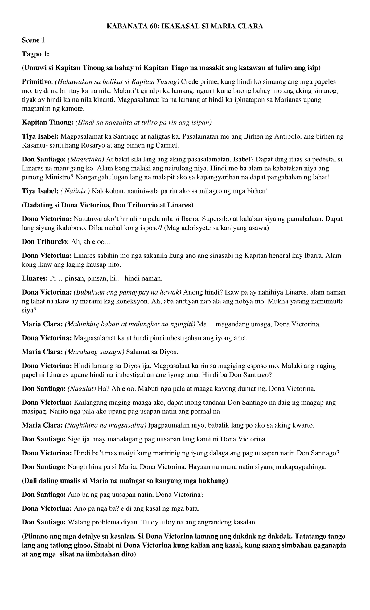 Pdfcoffee - Noli me tangere - KABANATA 60: IKAKASAL SI MARIA CLARA ...