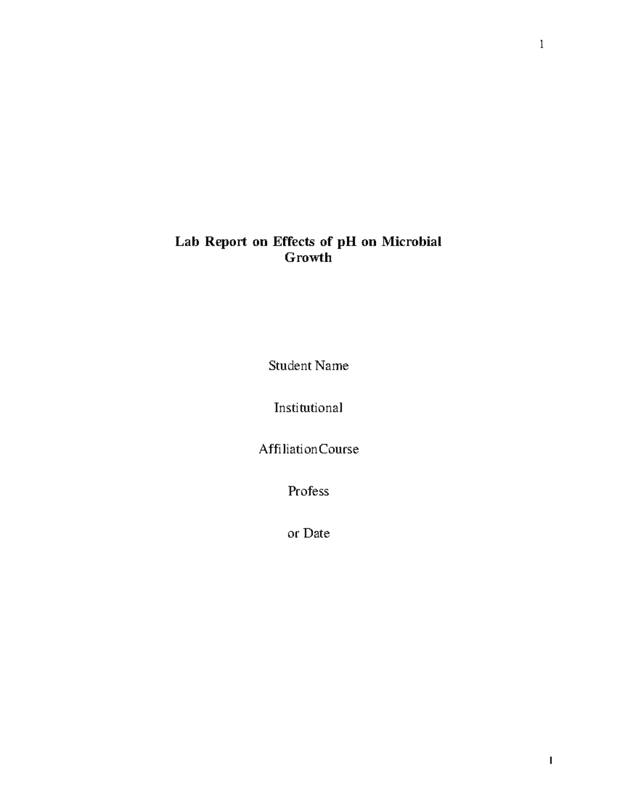 Lab Report PH and Microbial Growth - Lab Report on Effects of pH on ...