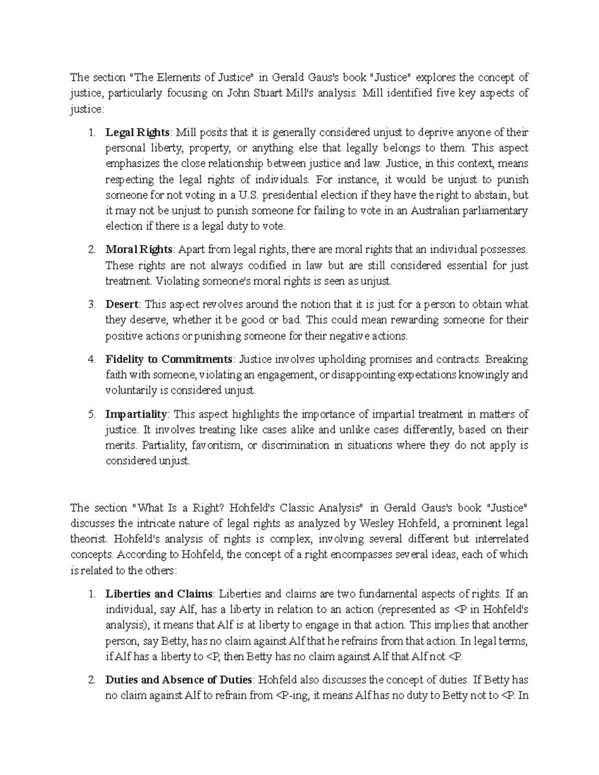 L1 - CHAPTER 1 NOTE - The section "The Elements of Justice" in Gerald ...