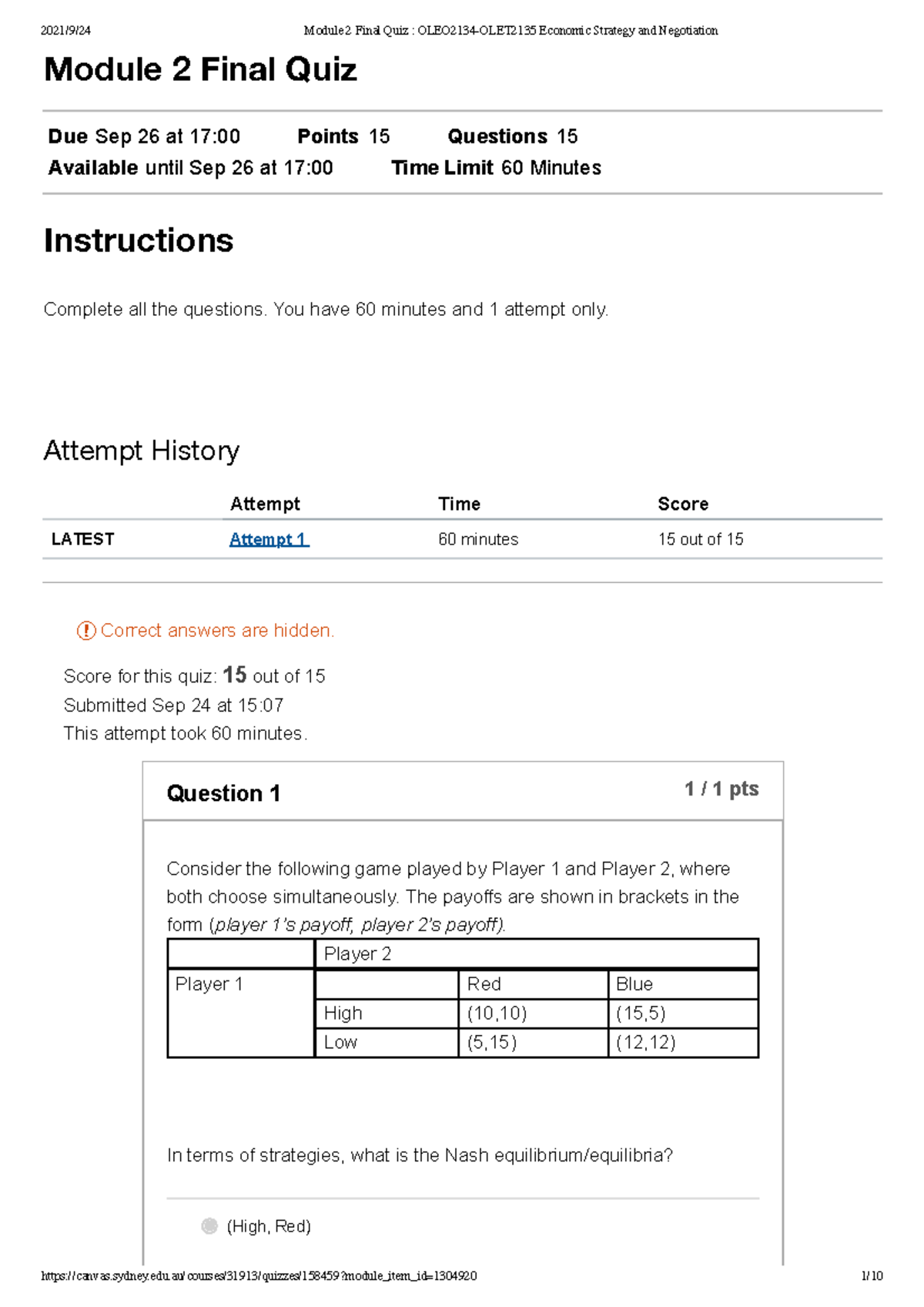 Module 2 Final Quiz OLEO2134-OLET2135 Economic Strategy and Negotiation ...