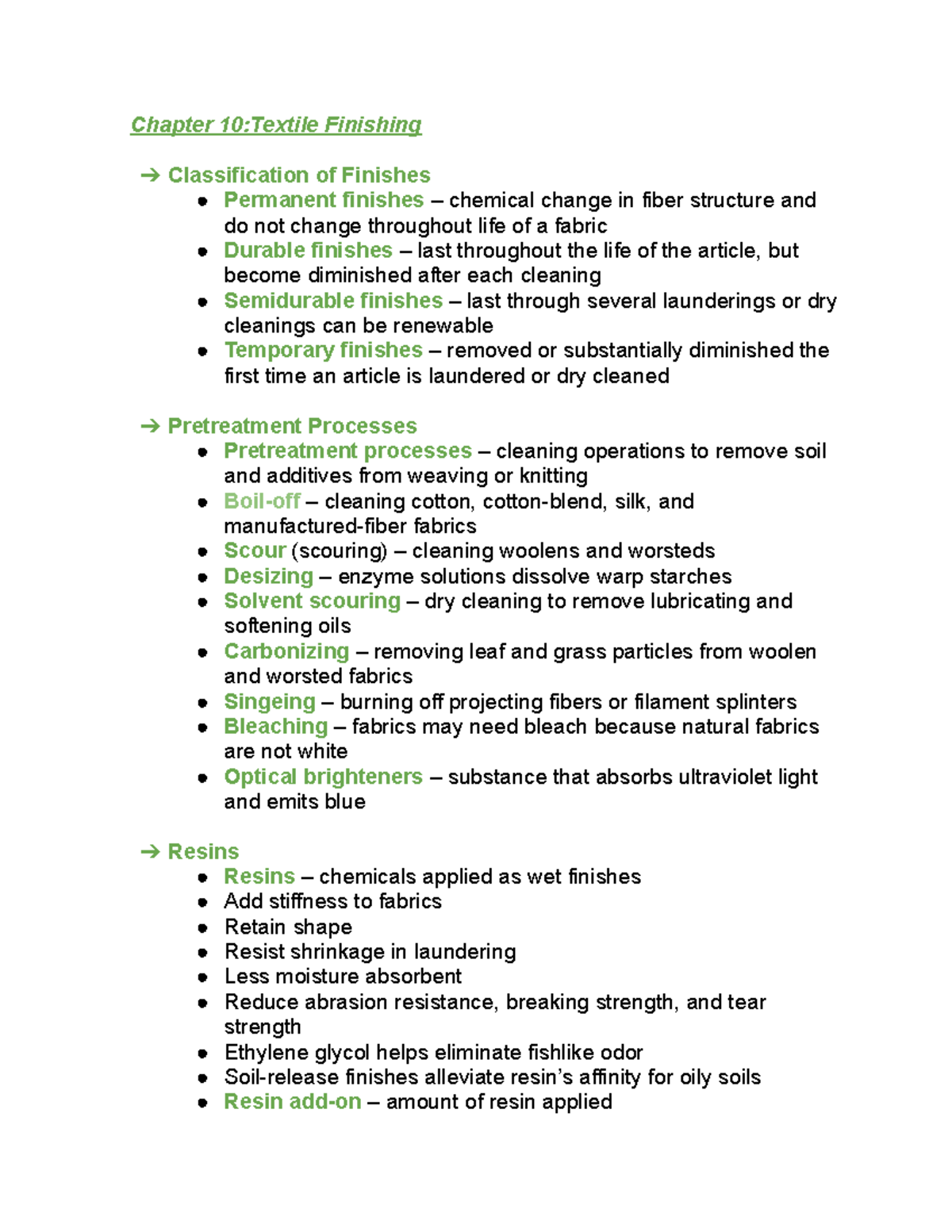 Ch.10 :Textile Finishing - Chapter 10:Textile Finishing Classification ...