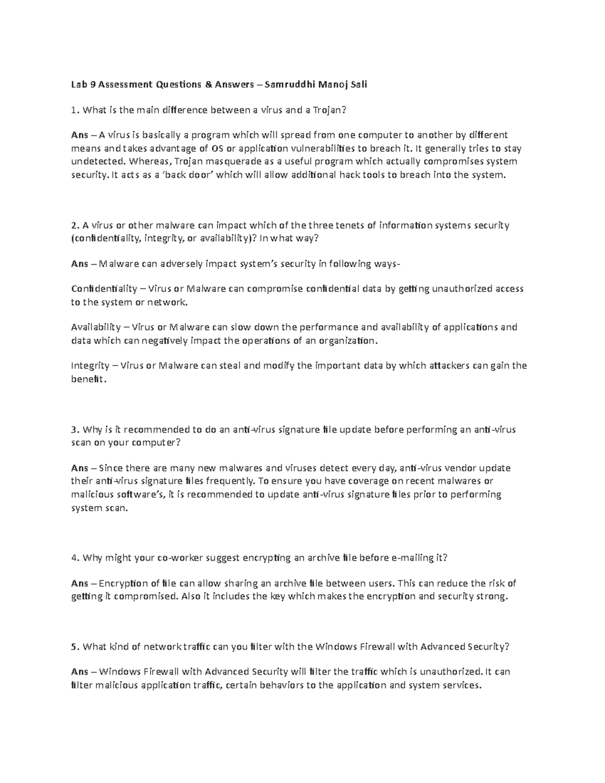 Lab 9 Assessment Questions and Answers - Lab 9 Assessment Questions ...