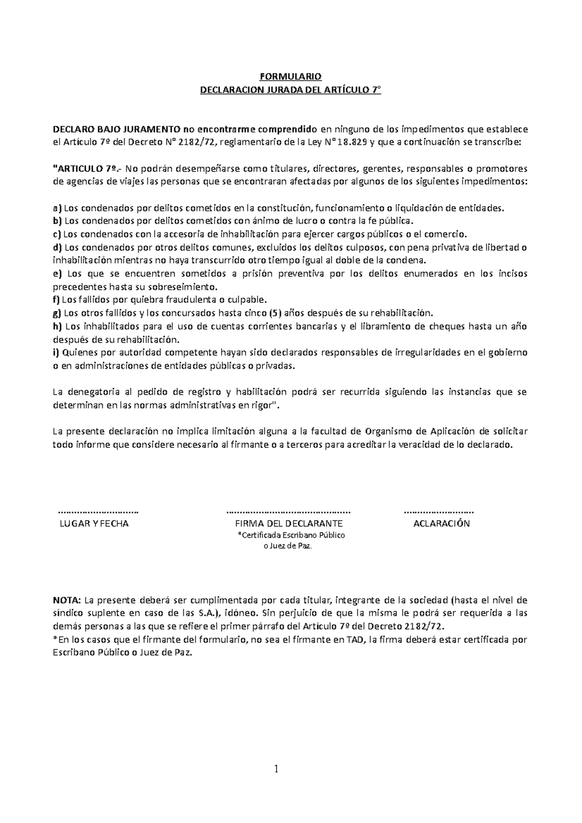 Formularios art - fgfgfg - FORMULARIO DECLARACION JURADA DEL ARTÍCULO 7 ...