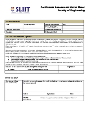 EN20431976 Tensile - Material - Continuous Assessment Cover Sheet ...