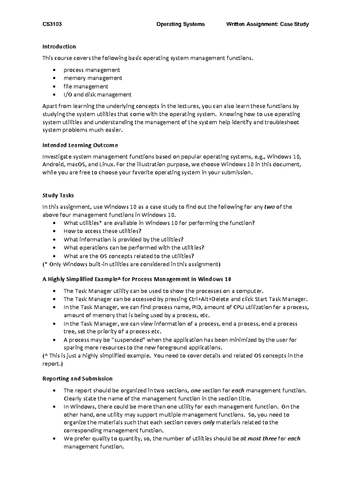 Cs3103 2021B assignment 4 - CS3103 Operating Systems Written Assignment ...
