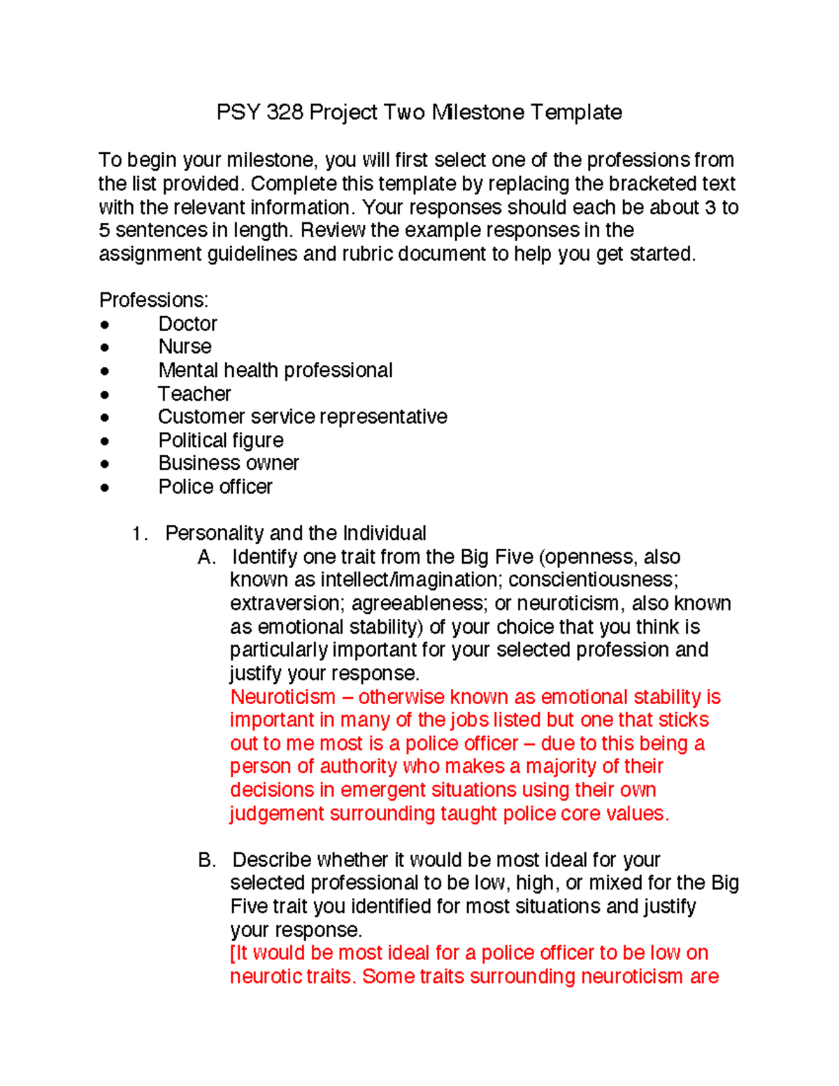 Mod 5 Project 2 milestone - PSY 328 Project Two Milestone Template To ...