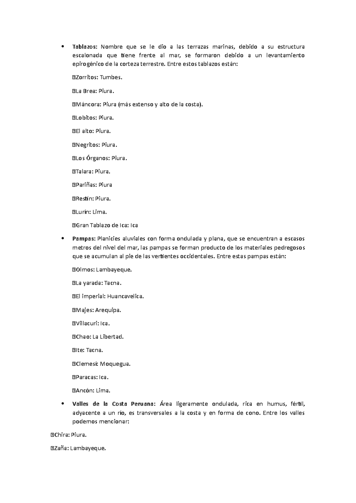 Geología - trabajo de unidad - Tablazos: Nombre que se le dio a las ...