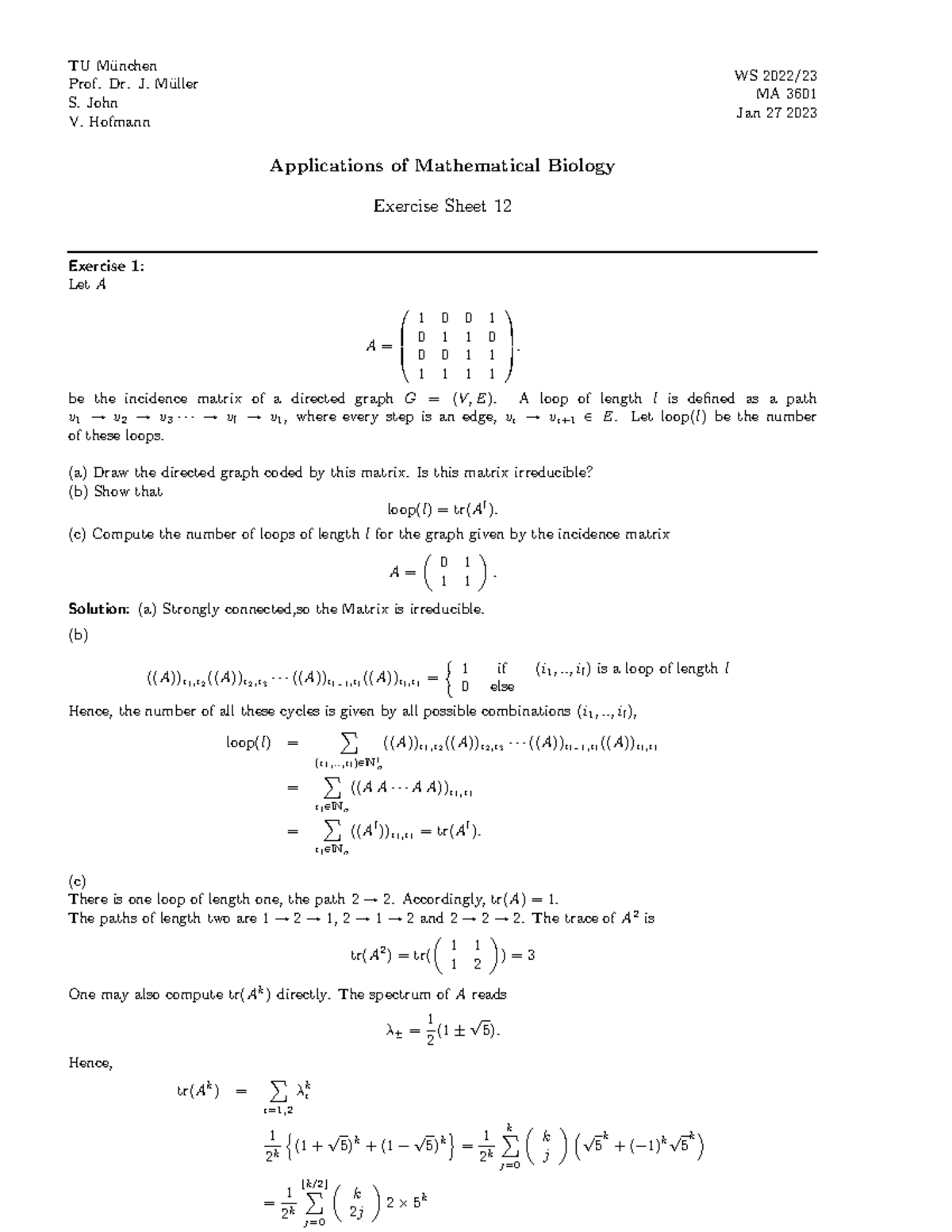 Sheet 12 Sol check - TU München Prof. Dr. J. Müller S. John V. Hofmann ...