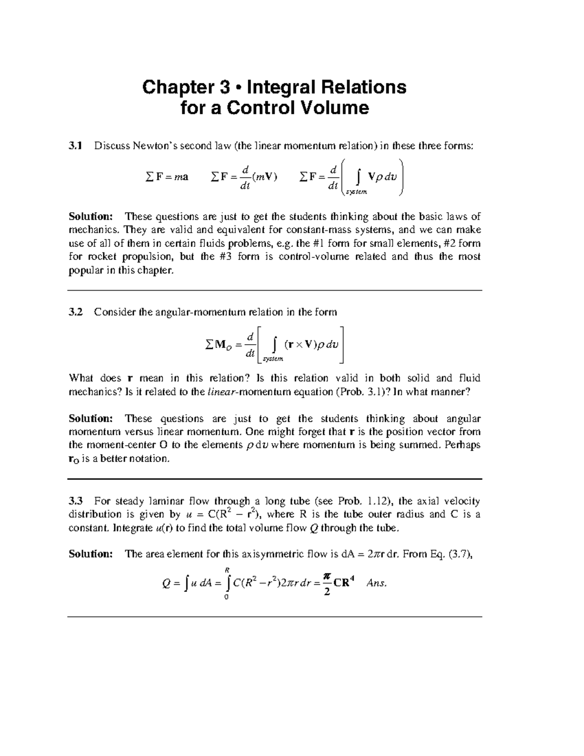 Fluid Mechanic - White (Cap3) - Chapter 3 • Integral Relations for a ...