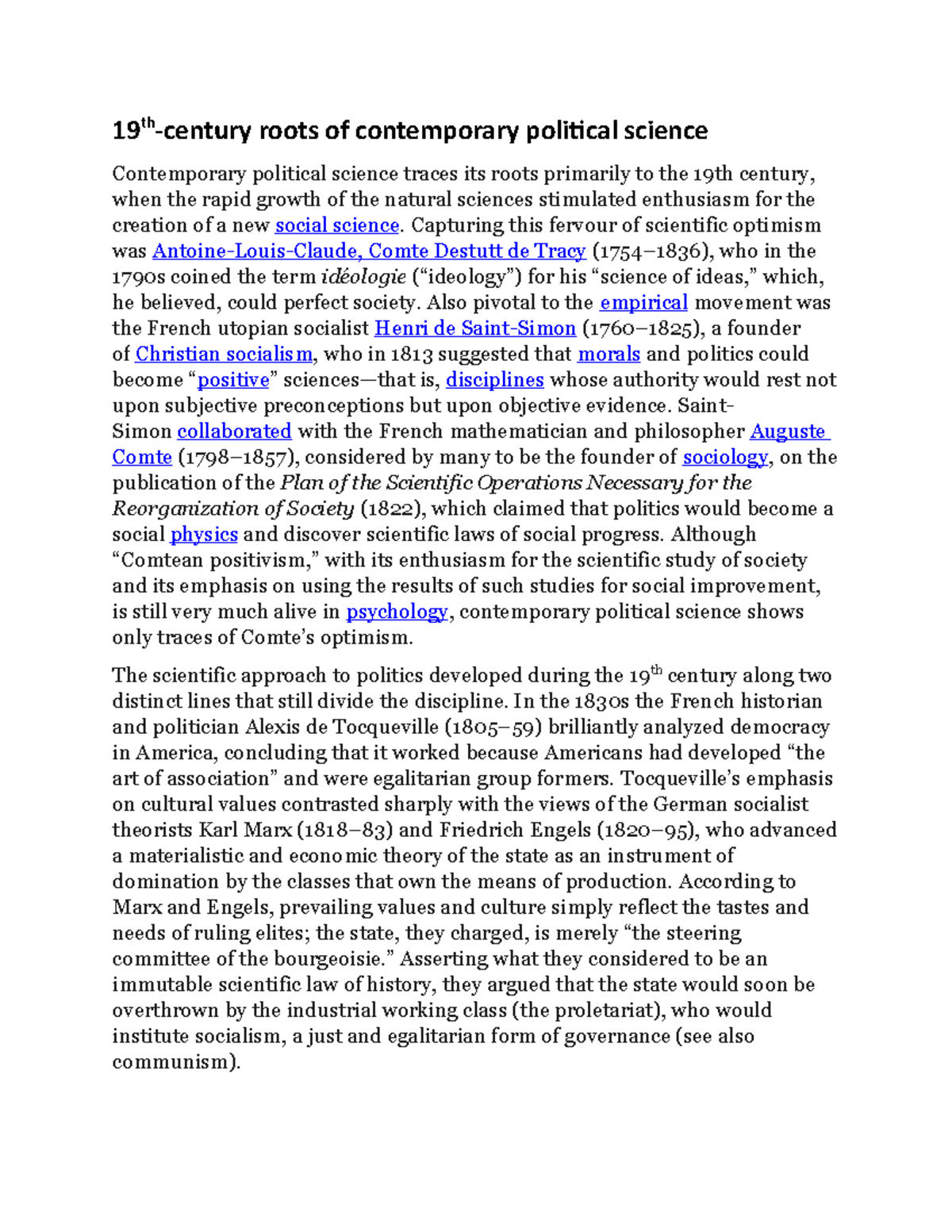 19th-century roots of contemporary political science - 19 th -century ...