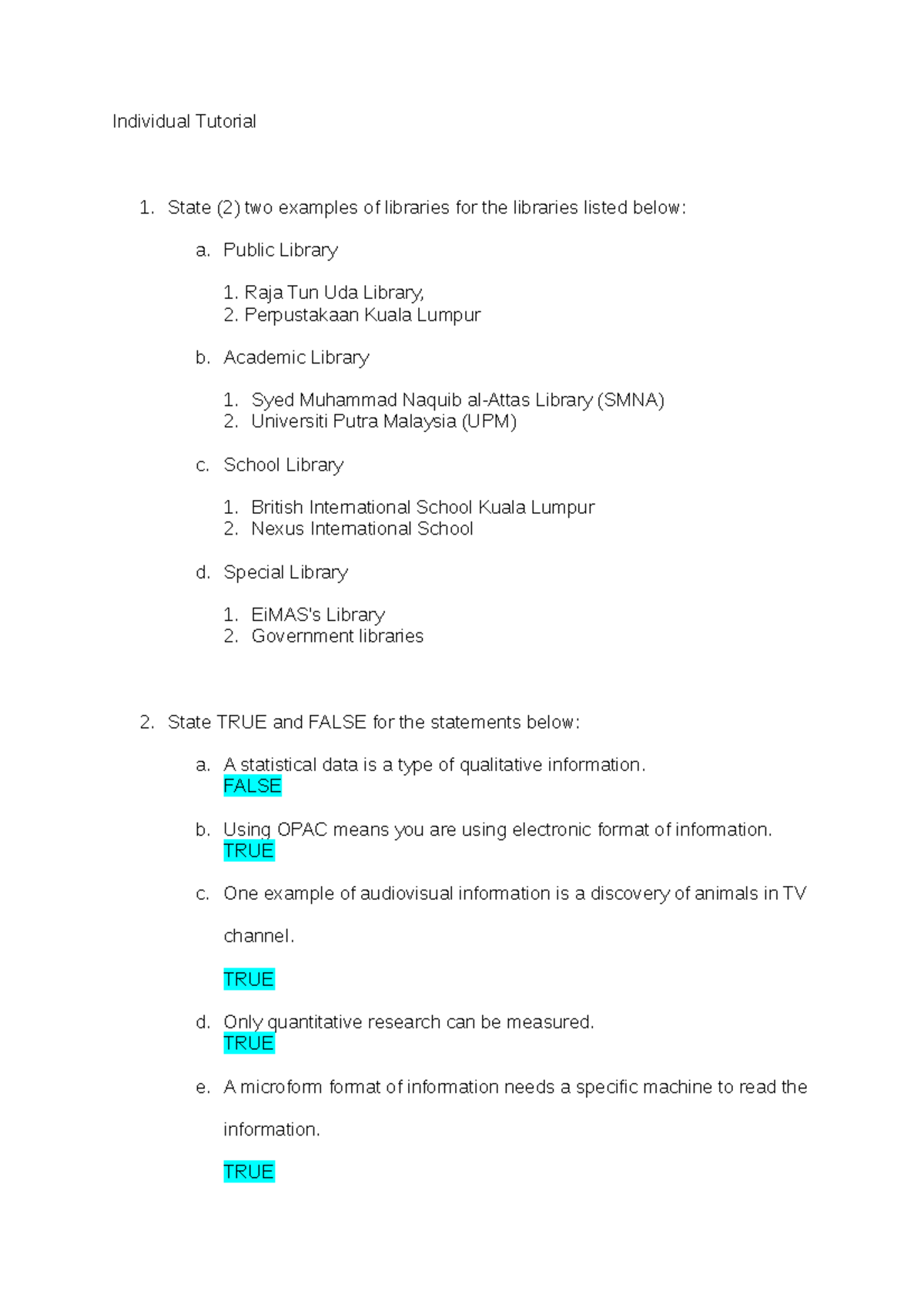 Individual Tutorial Chapter 3 - Information Research - UiTM - Studocu