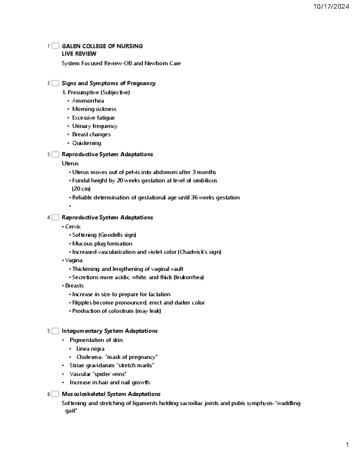 3500 - Maternal Notes - GALEN COLLEGE OF NURSING LIVE REVIEW System ...