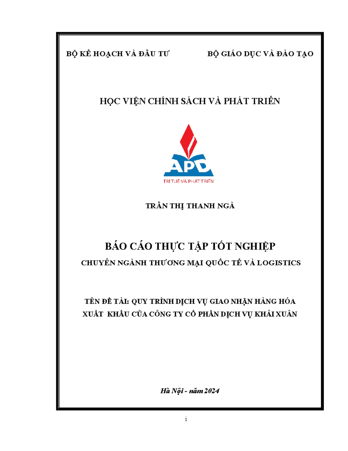 BCTT final - Đề tài: Quy trình dịch vụ giao nhận hàng hóa xuất khẩu của Công ty Cổ phần Dịch ...