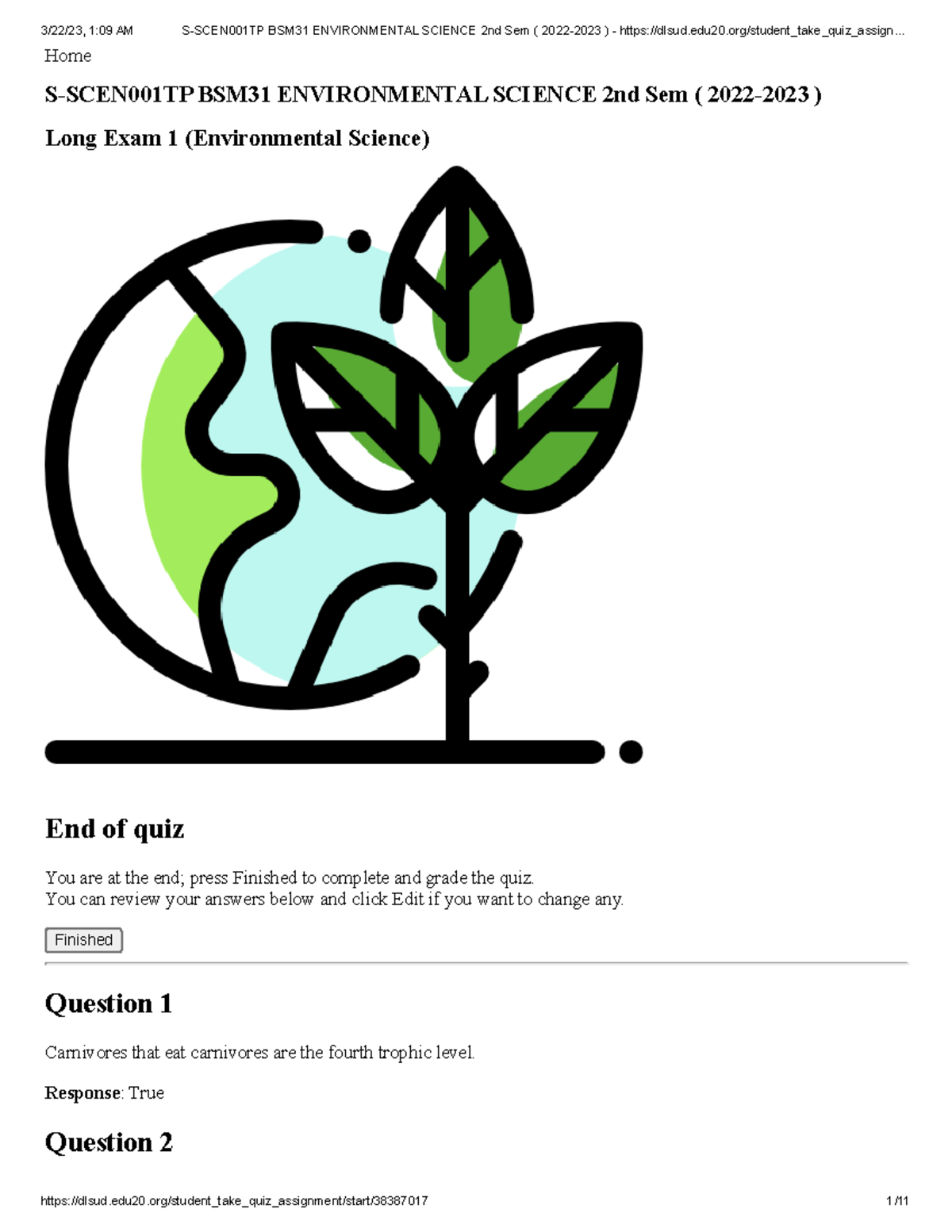 Ensci-long-quiz - Environmental Science quiz - Home S-SCEN001TP BSM31 ...