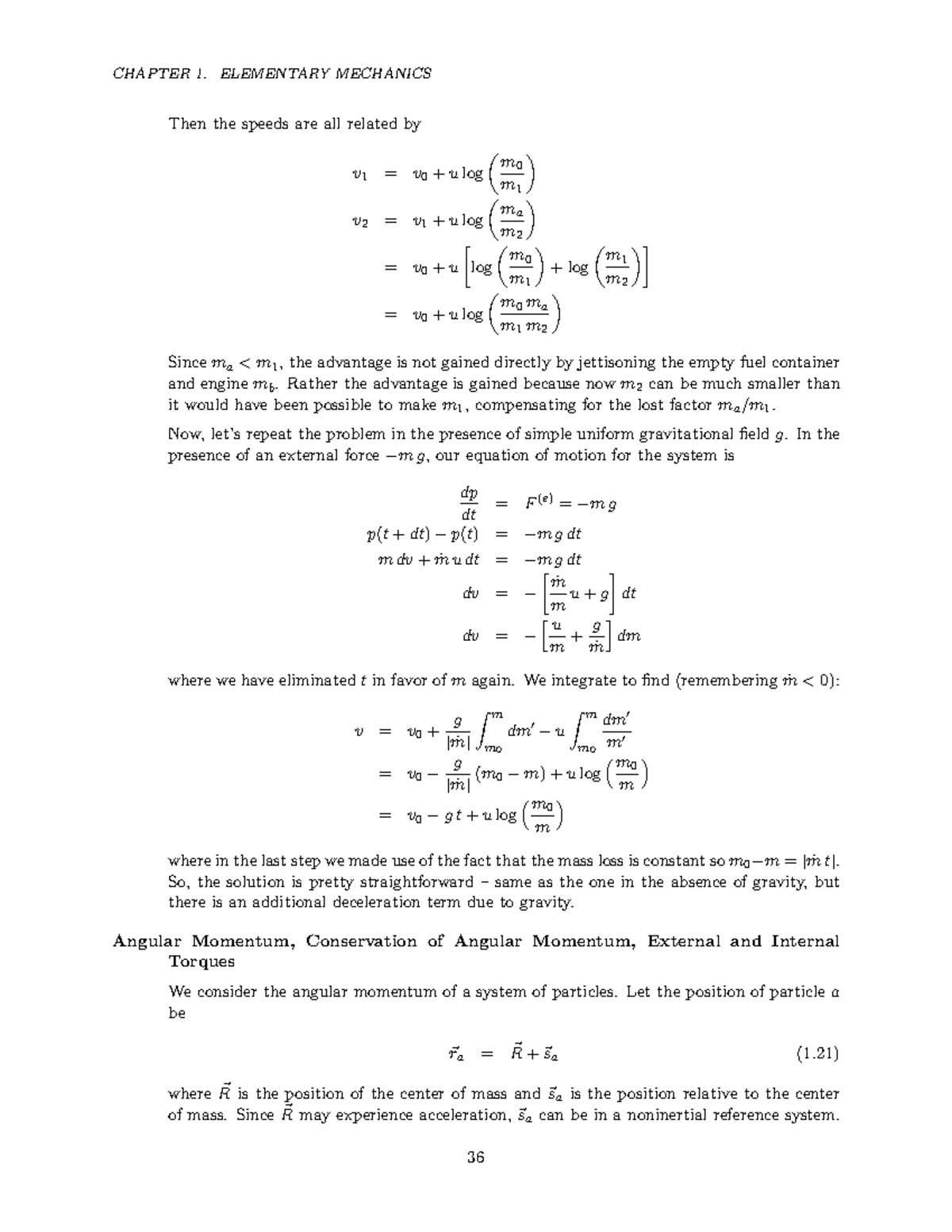 Mechanics of physics Chapter 2 - CHAPTER 1. ELEMENTARY MECHANICS Then ...