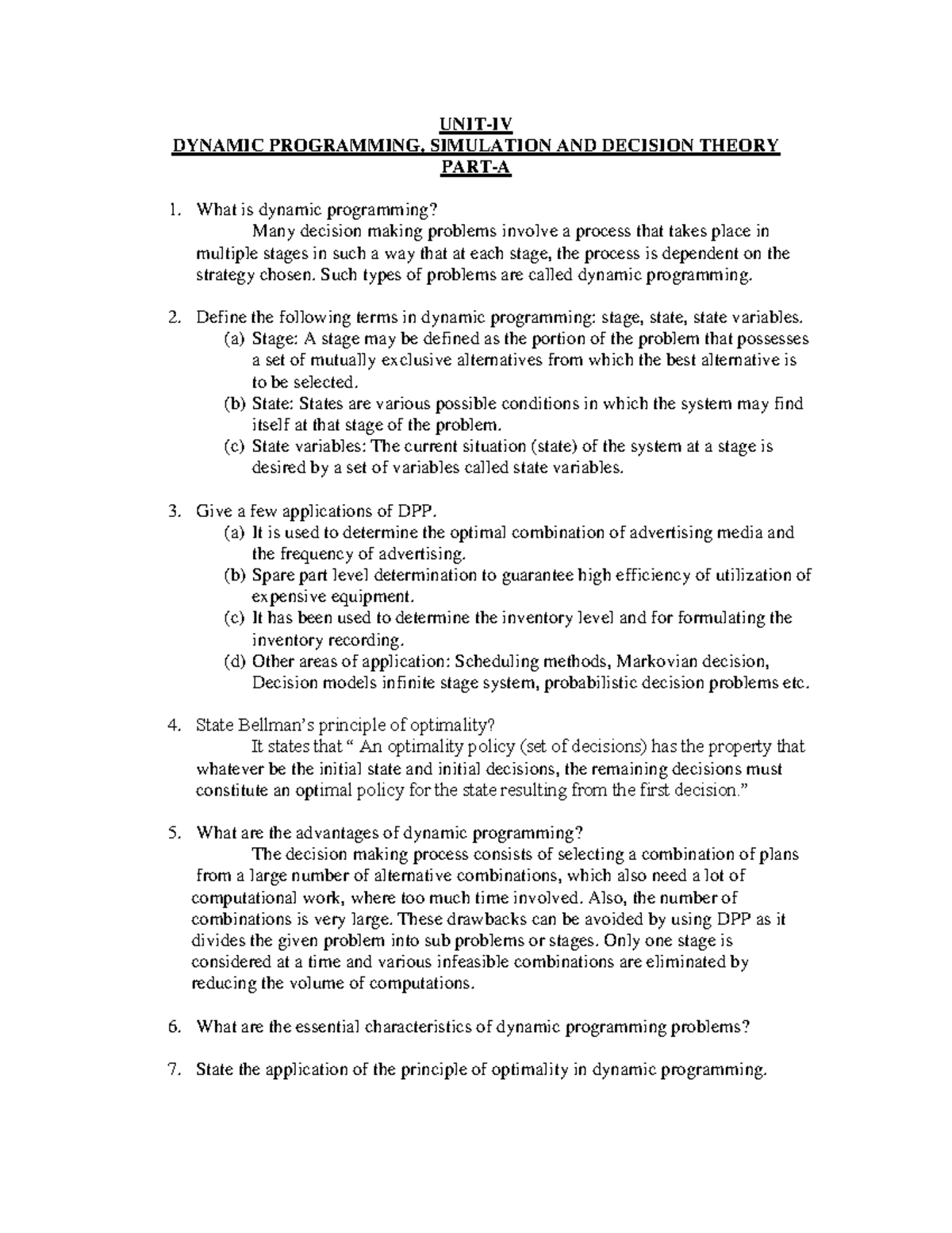 UNIT-IV - Name Operations management - UNIT-IV DYNAMIC PROGRAMMING ...