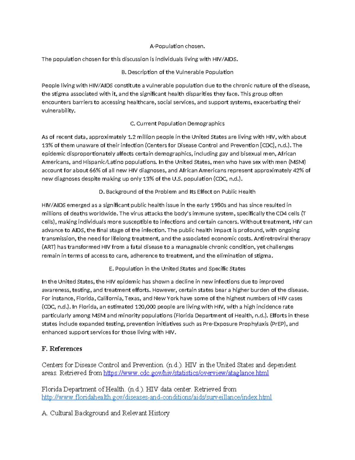 Vulnerable Population Presentations WIH Current Event Reports - A ...