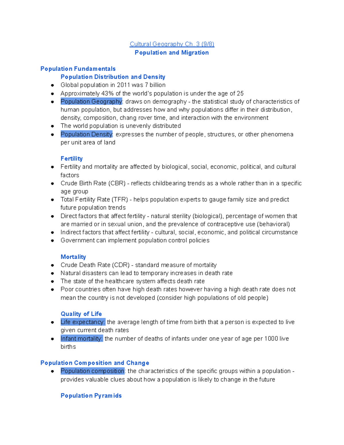 Cultural Geography Ch. 3 (9/8) - Cultural Geography Ch. 3 (9/8 ...