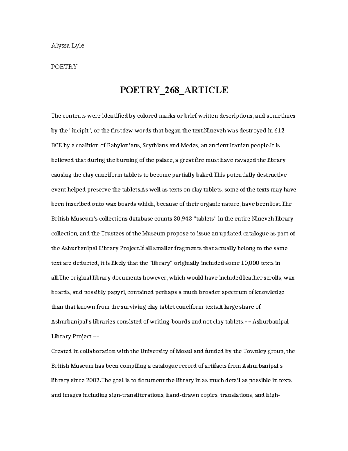 Poetry 268 Article - Alyssa Lyle POETRY POETRY_268_ARTICLE The contents ...