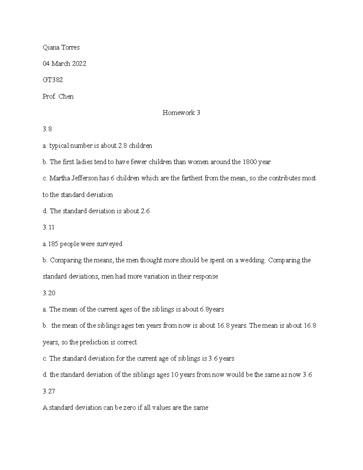 HW3 - Textbook Homework Assignments for SO 382 - Qiana Torres 04 March ...