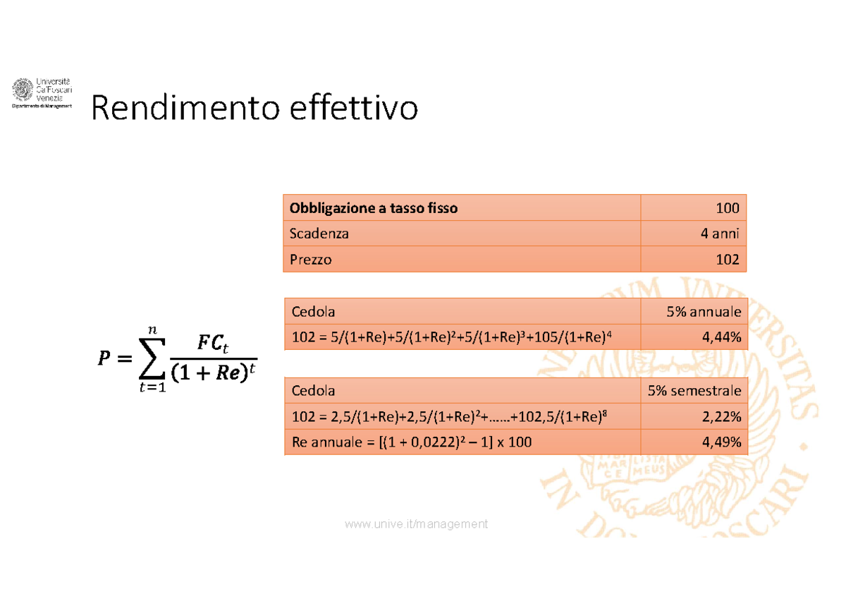 Valutazione dei titoli di debito e di capitale - Rendimento effettivo ...