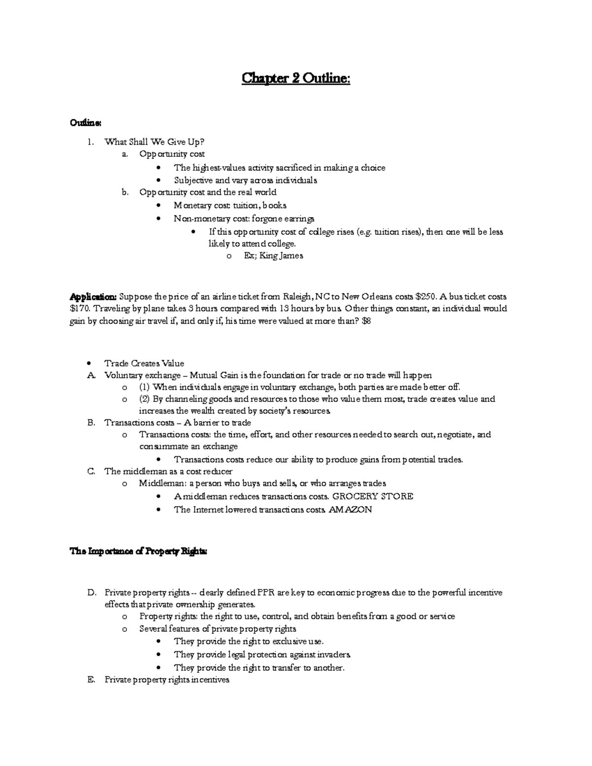 Principles of Economics - Chapter 2 Notes - Chapter 2 Outline: Outline ...
