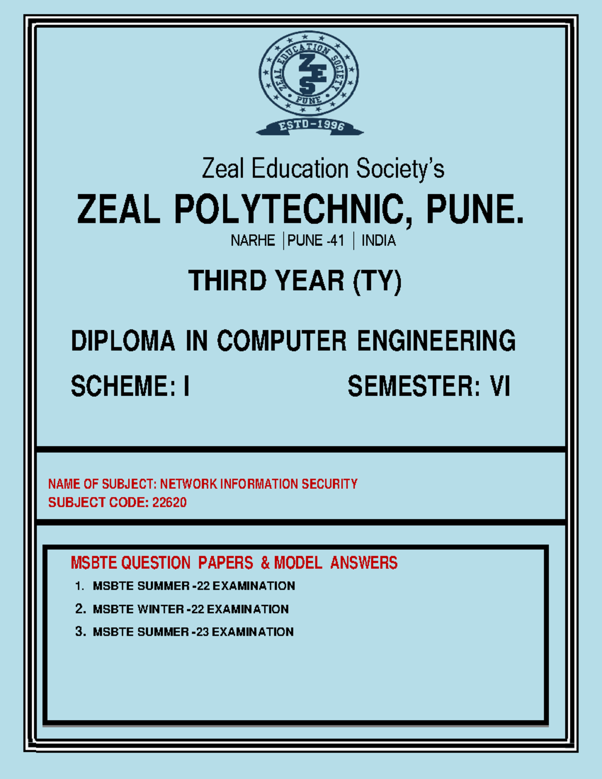 NIS 22620 Sample Papers S-22,W22,S23 - MSBTE QUESTION PAPERS & MODEL ...